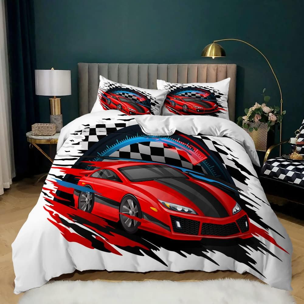Racing Duvet Cover Set, Racing Bedding Set for Boys Kids,Race Car ...