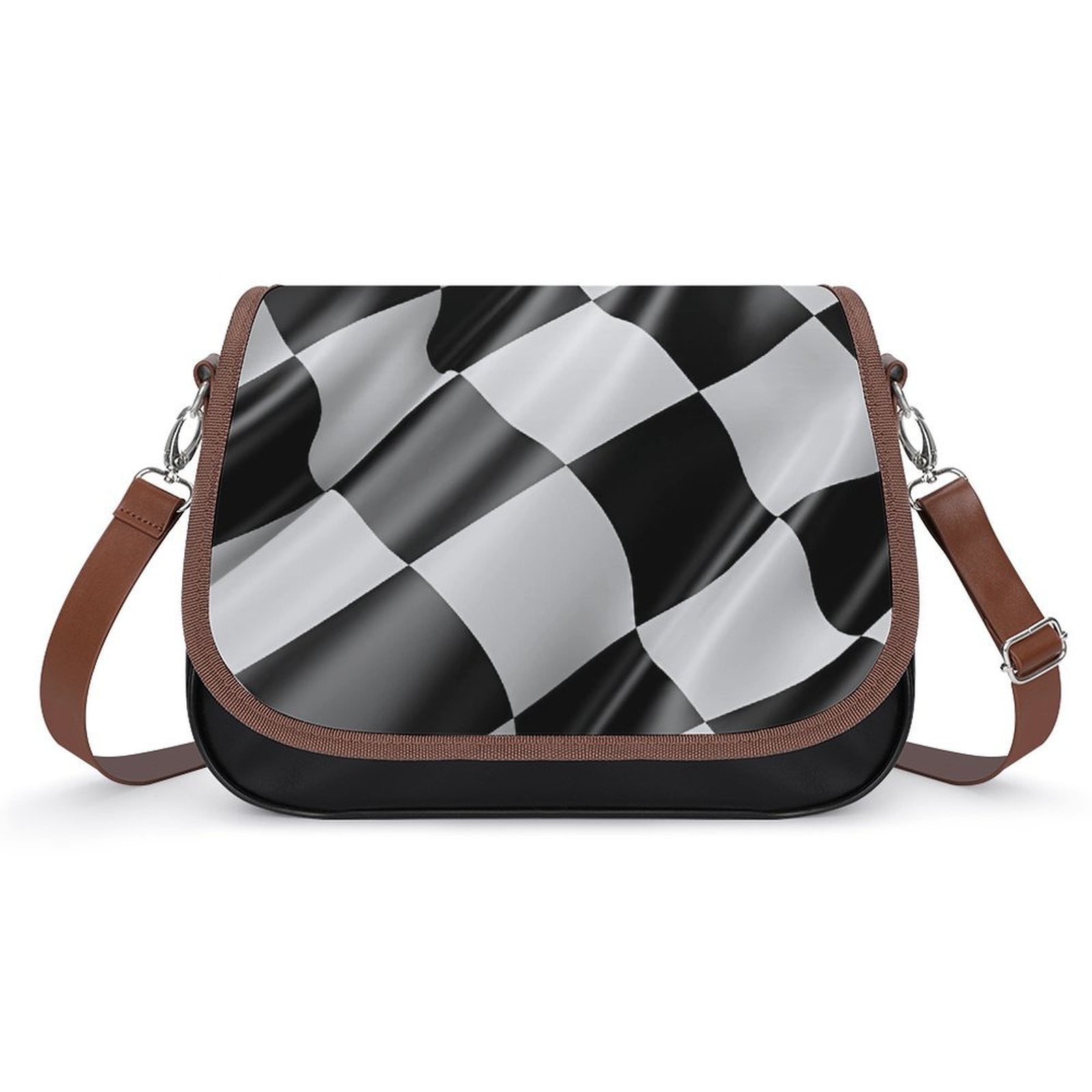 Racing Flag Pu Leather Shoulder Bag Essential For Daily Travel Simple ...