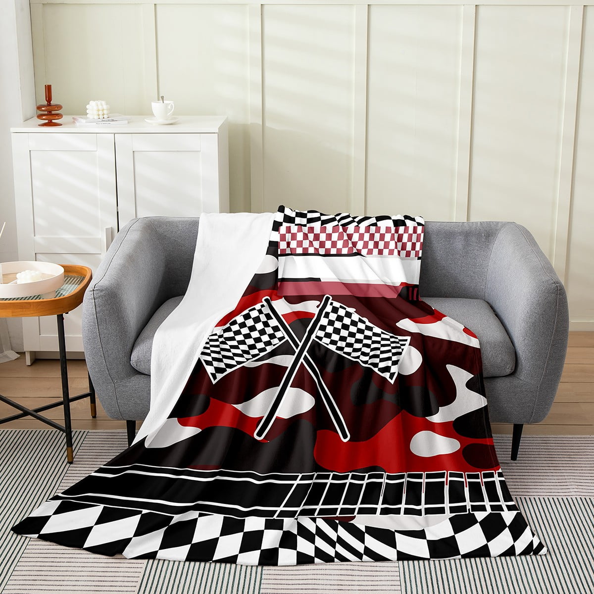 Racing Fleece Blanket 40x50,Red Race Car Fuzzy Blanket for Kids Boys ...