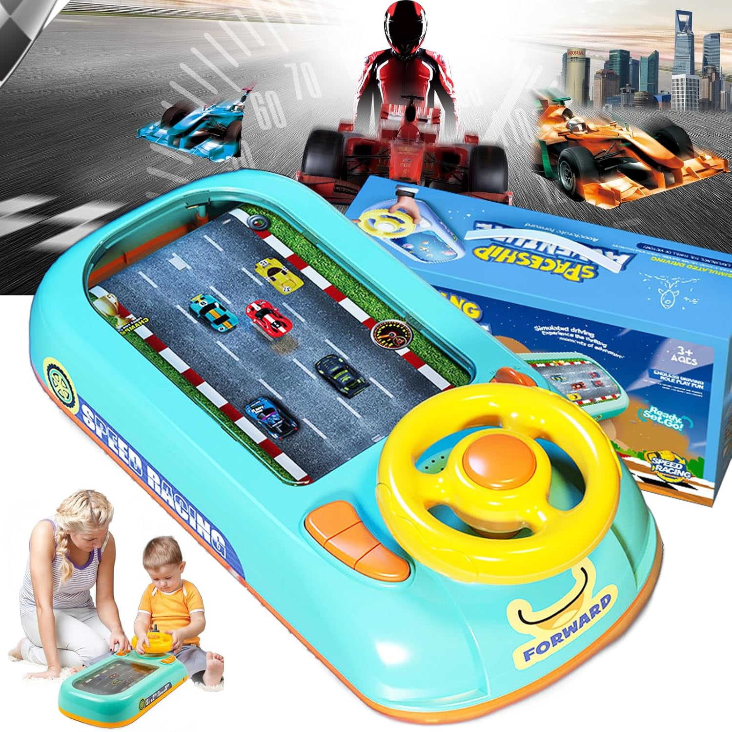 Racing Game for Toddlers, Racing Adventure Car Steering Wheel, Steer ...