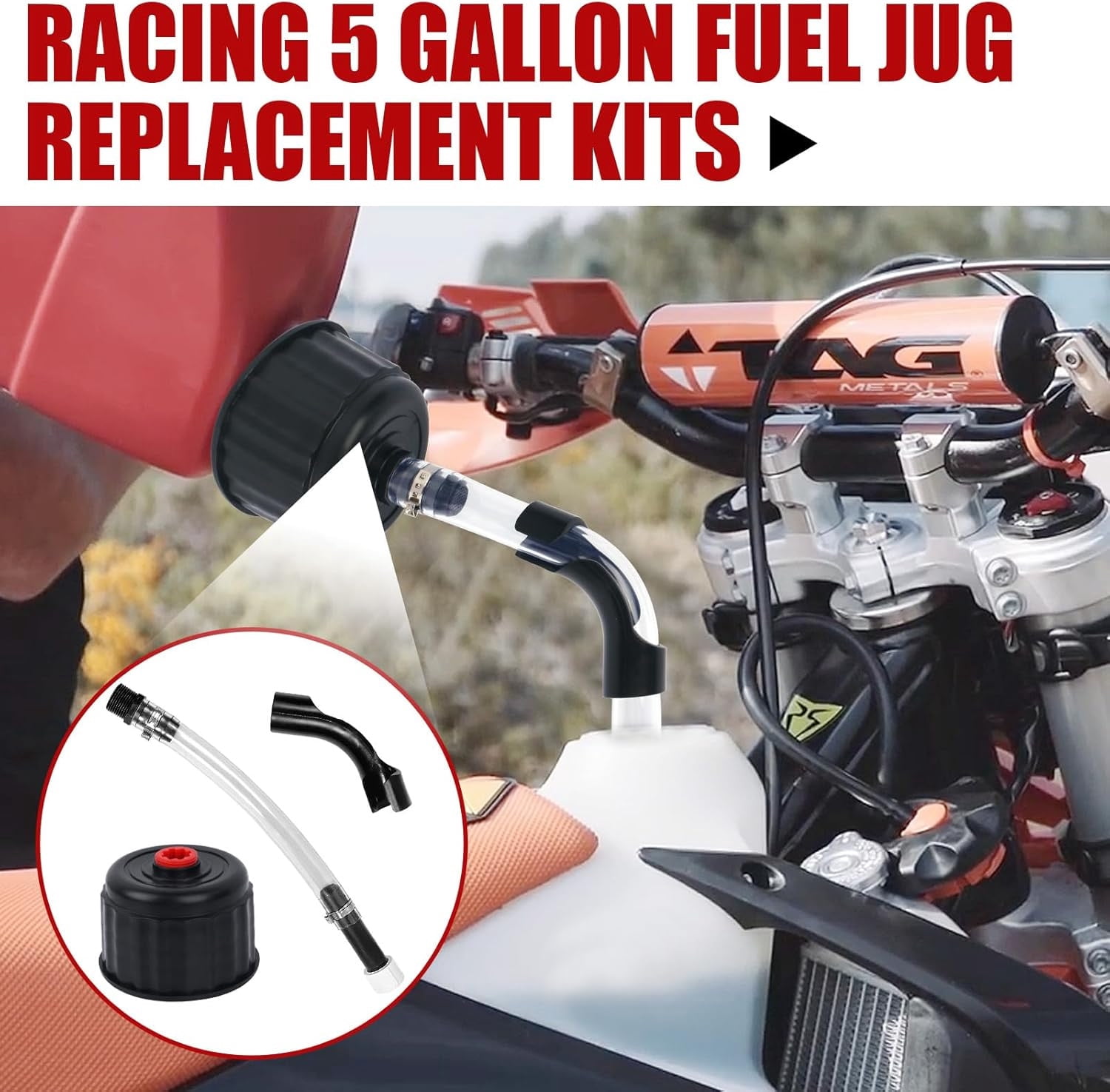 Racing Jug Hose and Cap Kit | 14 Inch Flexible Filler Hose | 5 Gallon ...