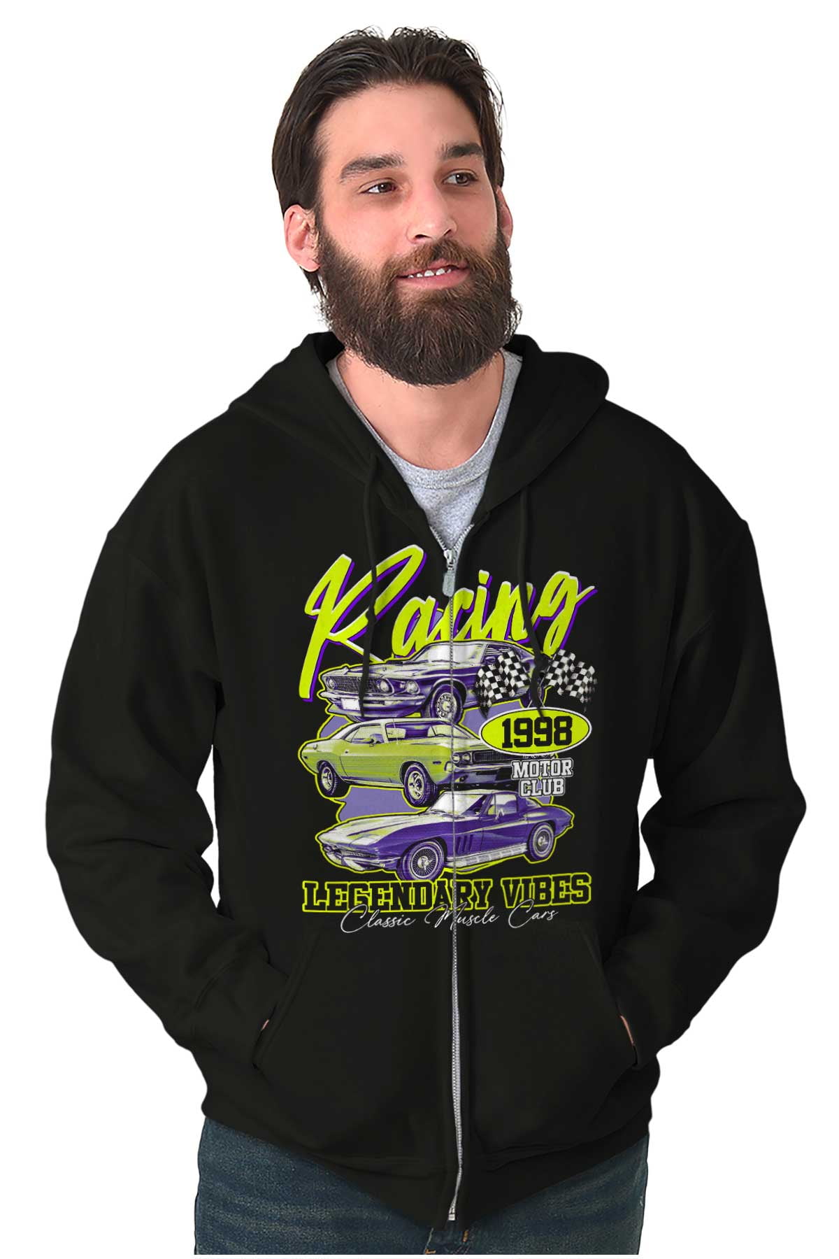Racing Legendary Vibes Muscle Cars Zip Hoodie Sweatshirt Men Brisco ...