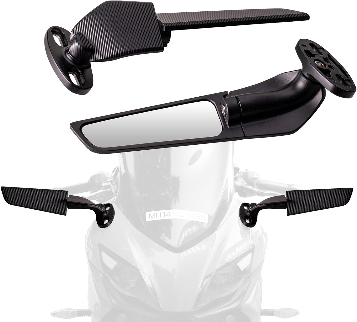 Racing Motorcycle Rear View Mirrors, Adjustable Rotating Side Mirrors ...