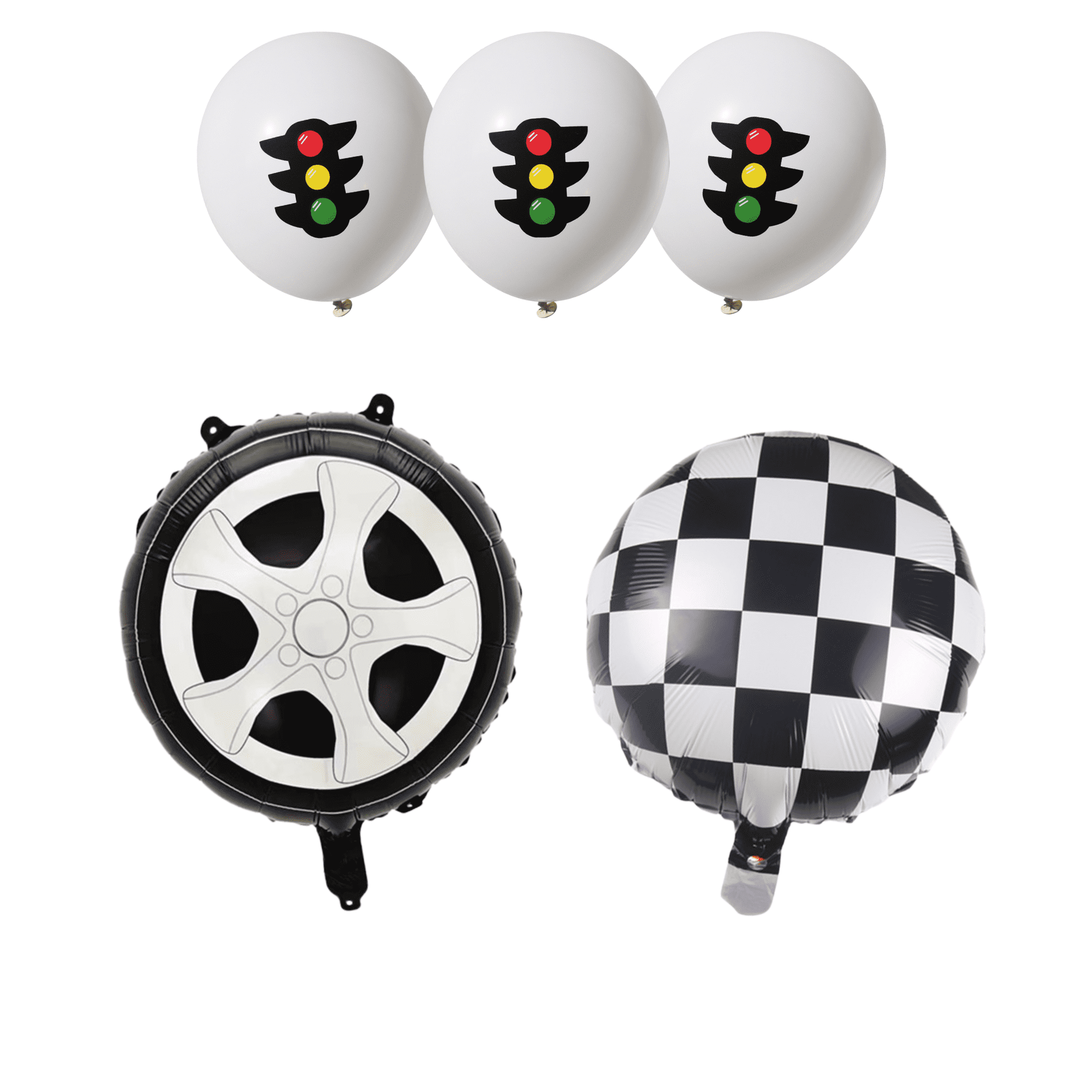Racing Party Balloon Set Traffic Light Wheel and Checkered Flag ...