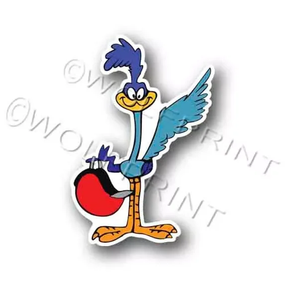Racing Roadrunner With Helmet Sticker Phone Decal Water Bottle Stickers ...