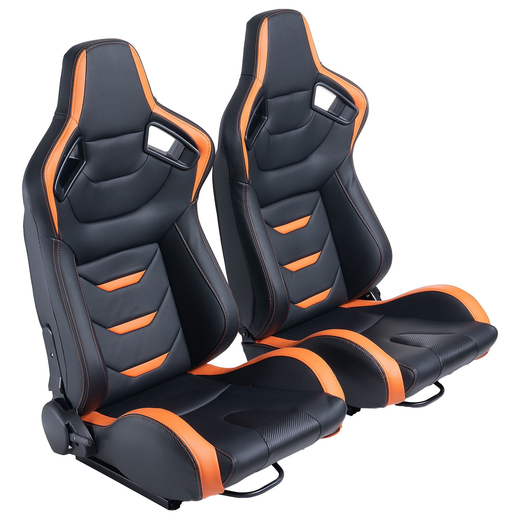 Racing Seats, 2PCS Universal PVC Leather Bucket Seats Pair with Dual ...