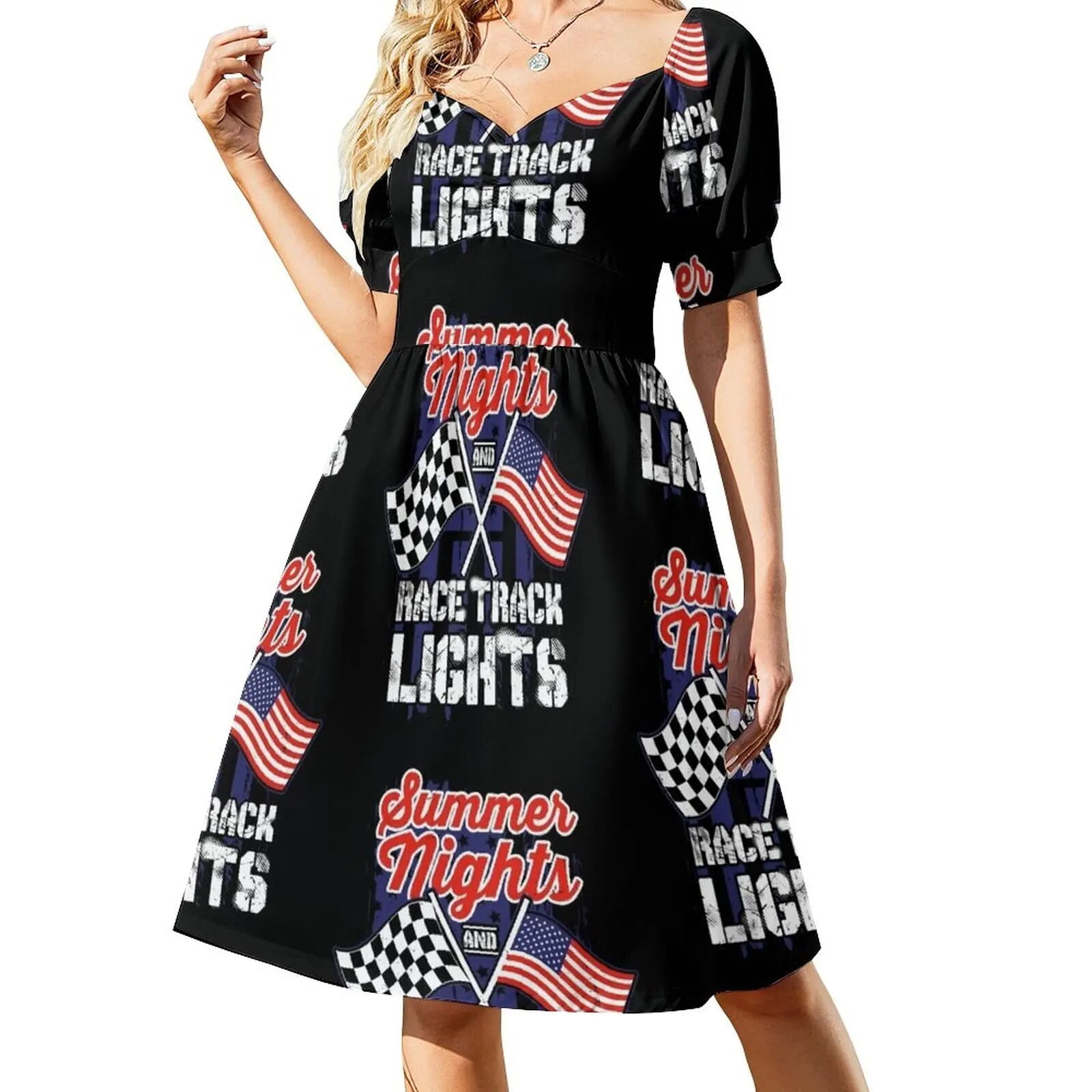 Racing Summer Nights Race Track Lights Flags Gift Dress Women's evening ...