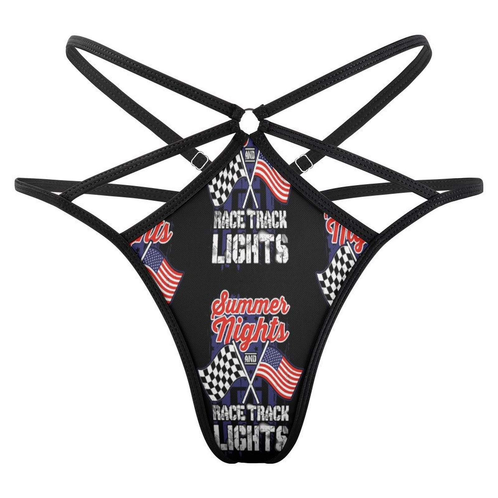 Racing Summer Nights Race Track Lights Flags Open Type Women's Panties Crotch Opening G-strings ...