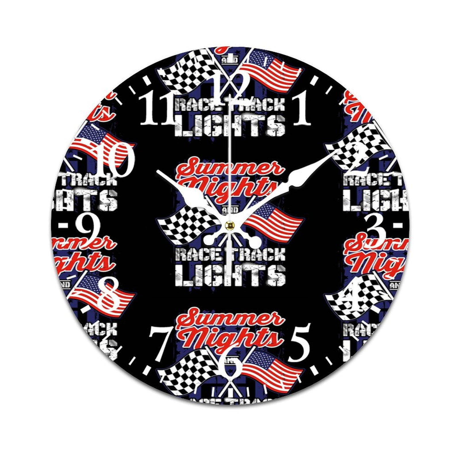 Racing Summer Nights Race Track Lights Flags Wall Clock Modern Design ...