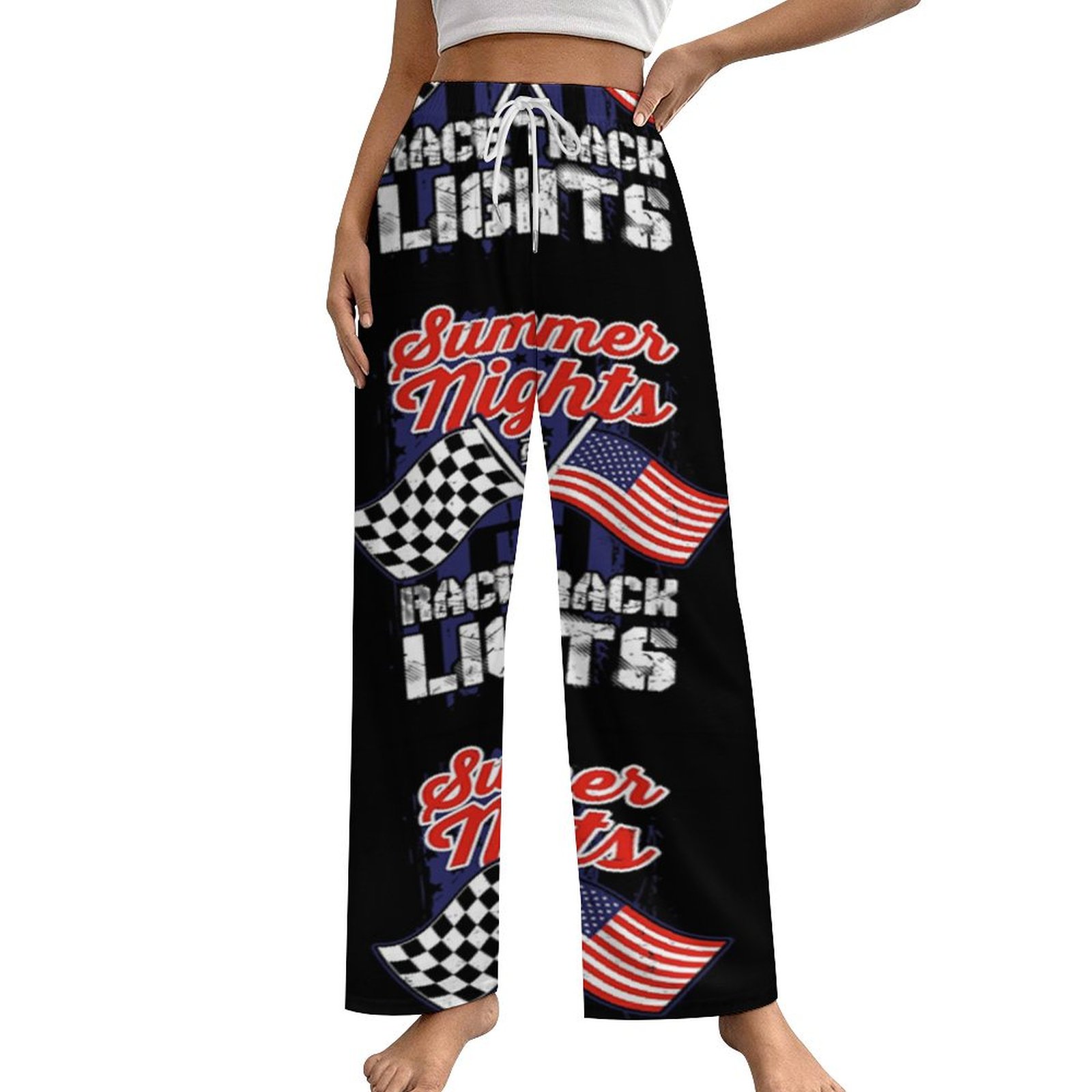 Racing Summer Nights Race Track Lights Flags Women's Pajamas Pajama ...