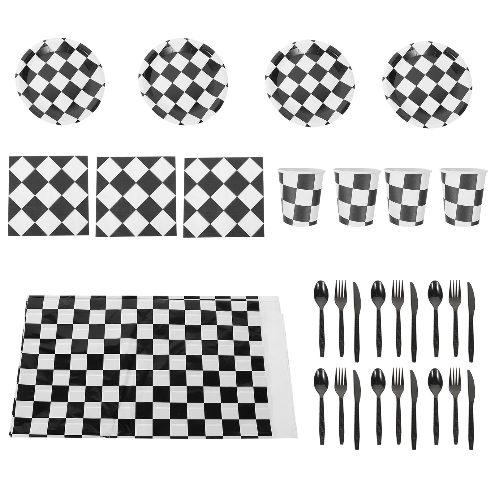 MERRYHAPY Race Theme Party Supplies Set with Racing Paper Plates, Cups ...
