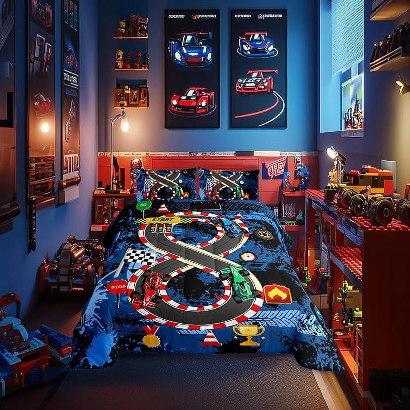 Racing Track Boys Bedding Comforter Sets Toddler,Teens Cartoon Extreme ...