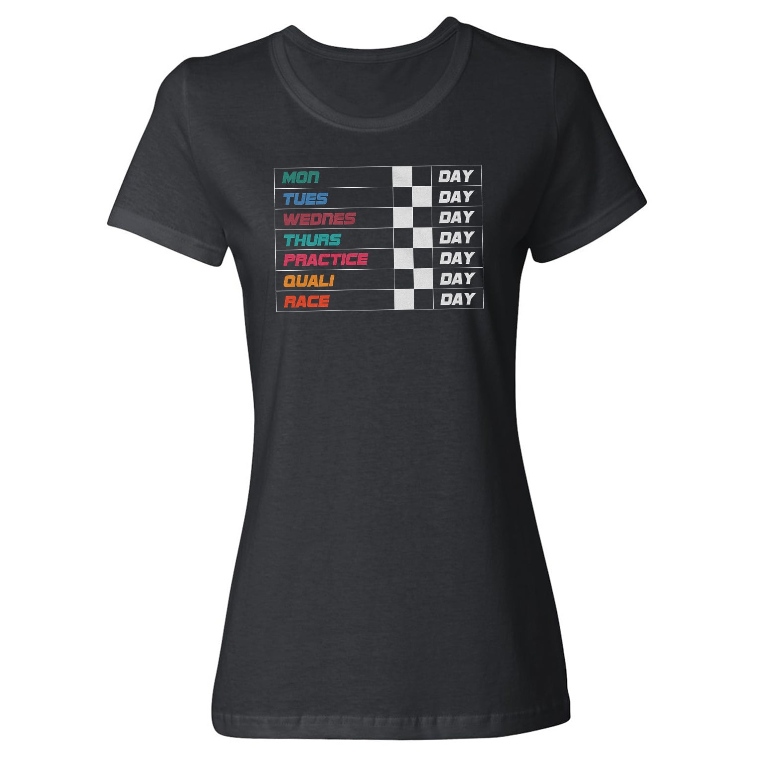 Racing Weekdays F One Race Day Funny Checkered Flag Ladies' Crewneck T ...