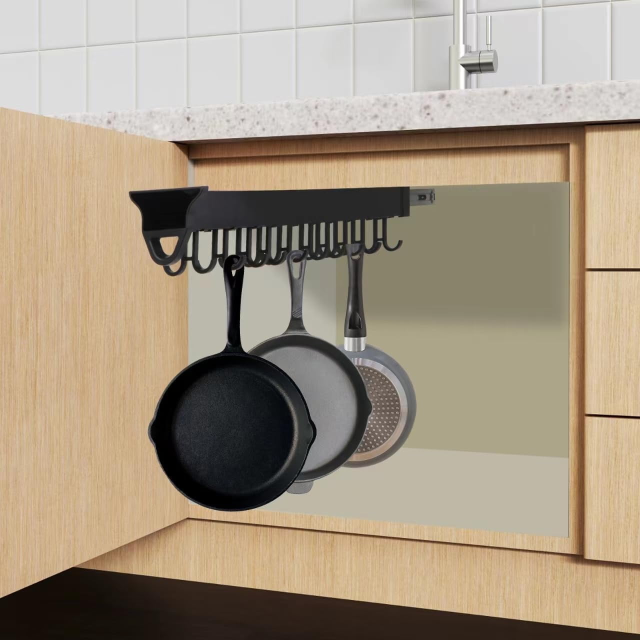 Rack with 8 Hook for Cabinet 18inch Pull Out Pot and Pan organizer ...