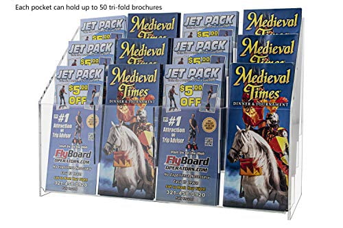 Rack Card Display Pamphlet Trifold Organizer 12 Pocket Clear Acrylic ...