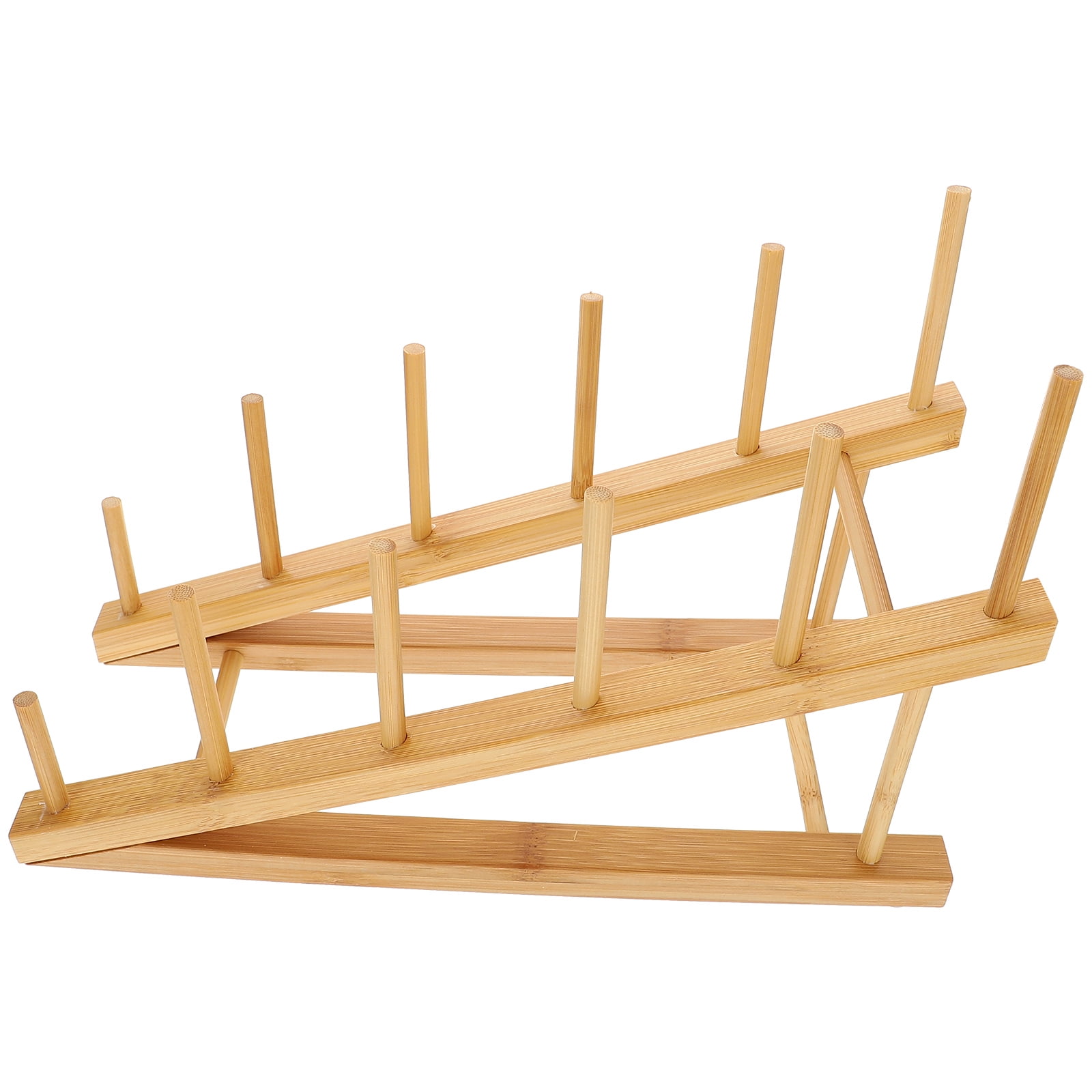 Rack Dish Holder Plate Drying Kitchen Organizer Wooden Stand Storage ...