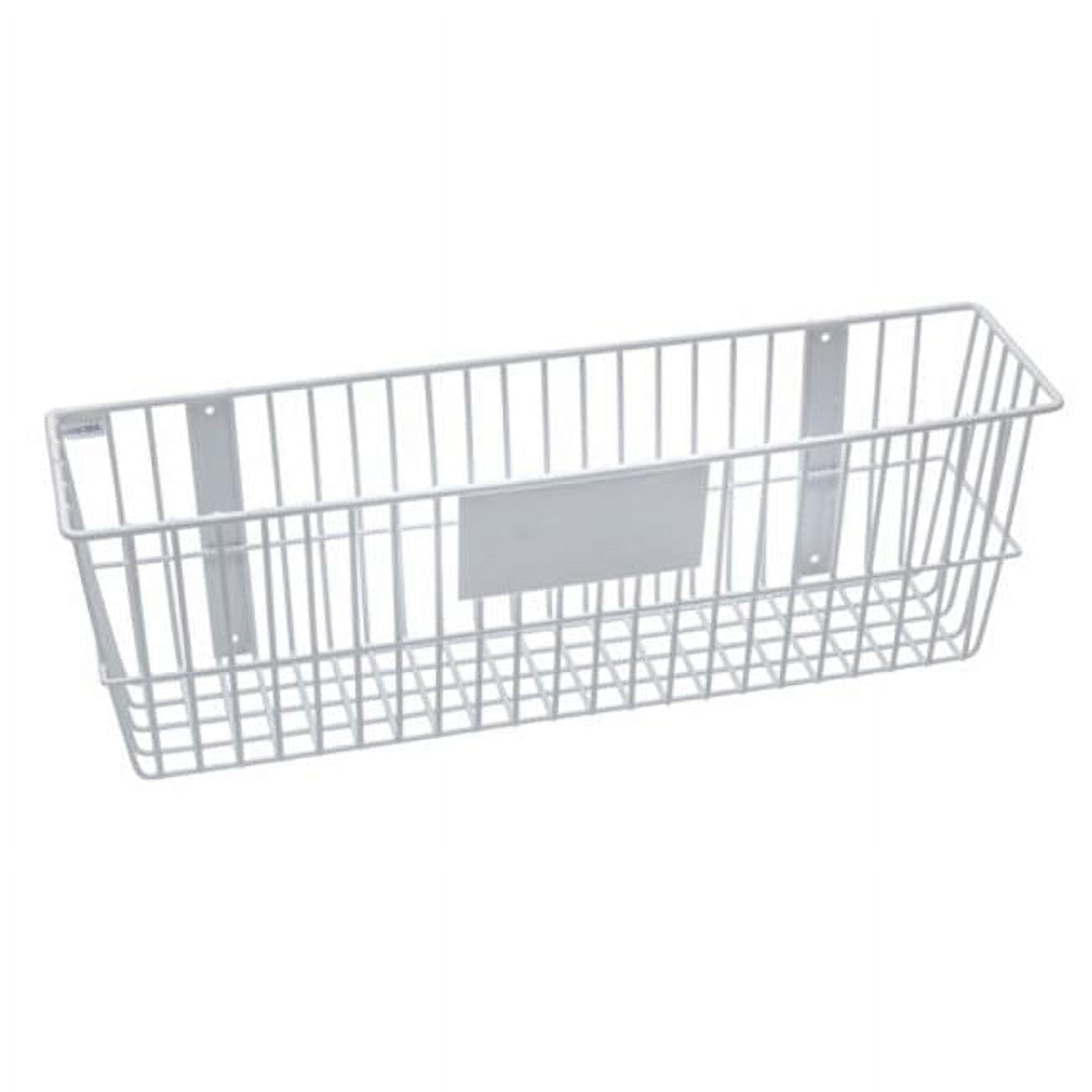 Rack'Em 9189-W Mount Anywhere White Wire Basket 24"x6"x8" with Label ...