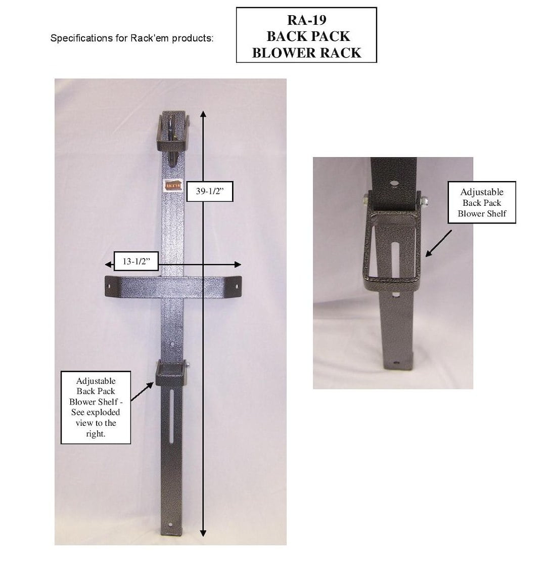 Rack-Em RA-19 Tool Organizer Holds 1 Backpack Blower Black and Gray ...