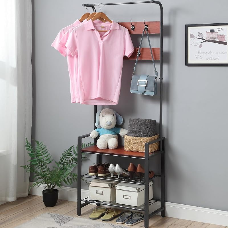 Rack, Entryway Hall Tree with Shoe ench, 3-in-1 Design Coat Rack Shoe ...