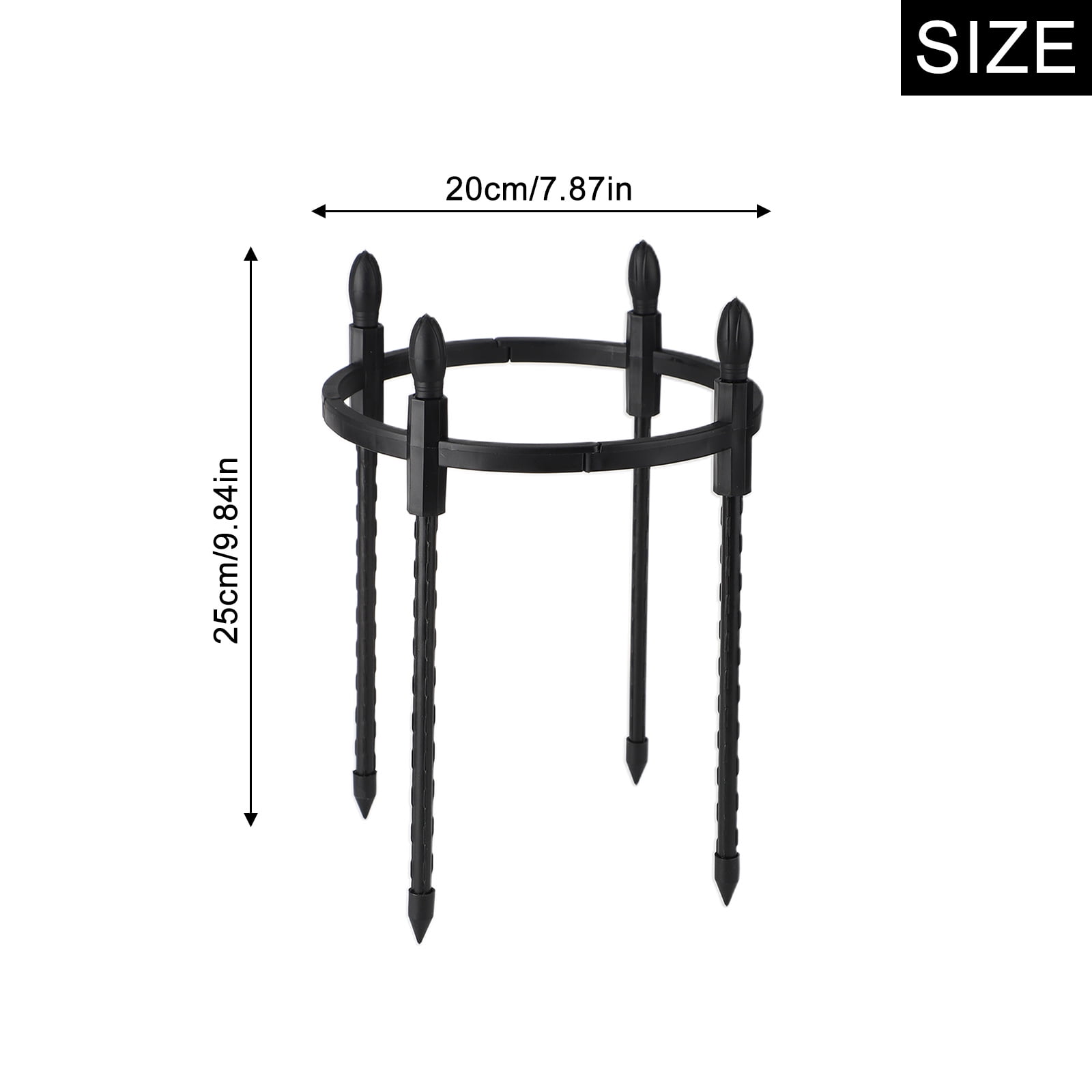Rack Garden Plant Ring Metal Shelf Black Sturdy Rattan Supports Single ...
