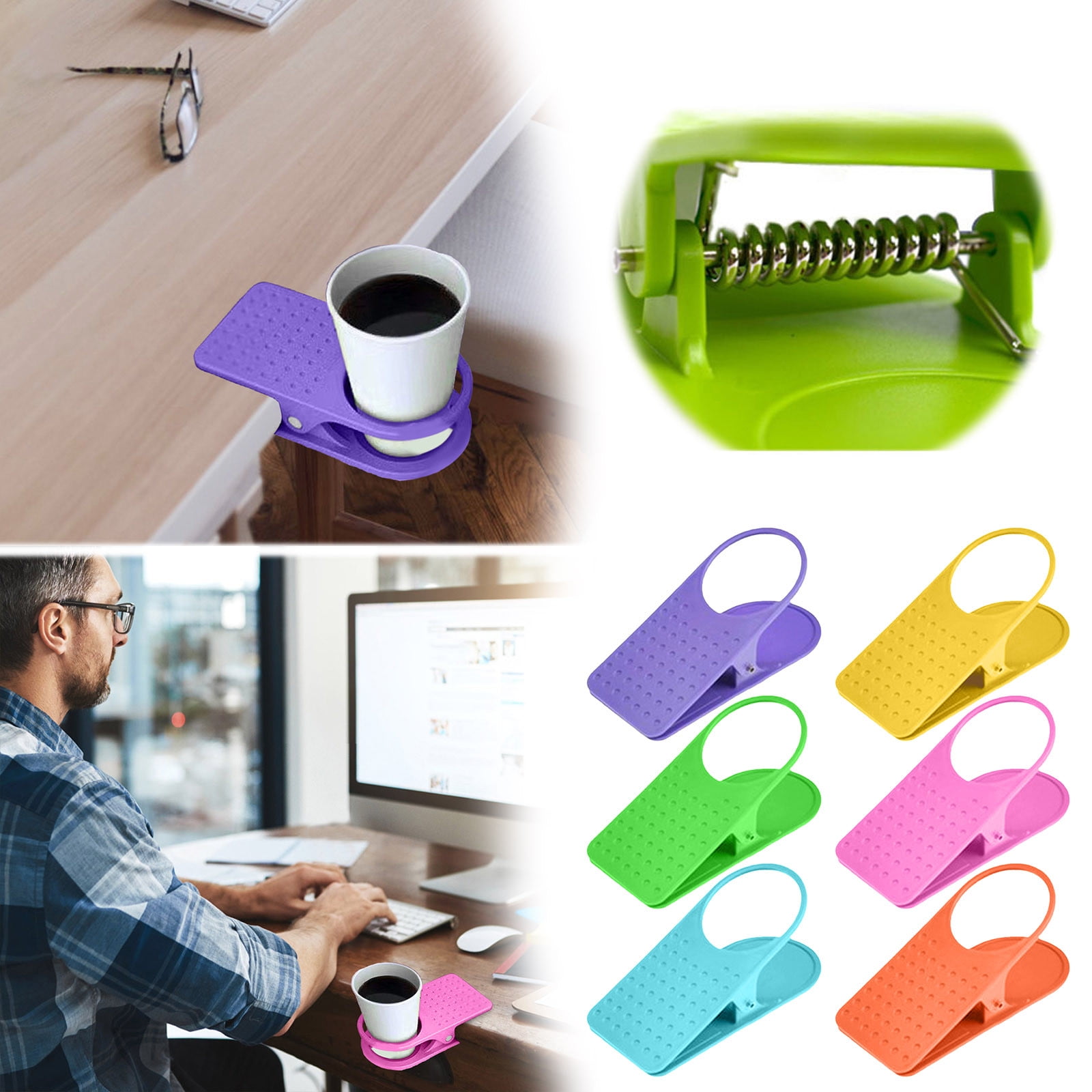 Rack Organizer Clip On Cup Holder Portable Side Desk Drink Holder Clamp ...