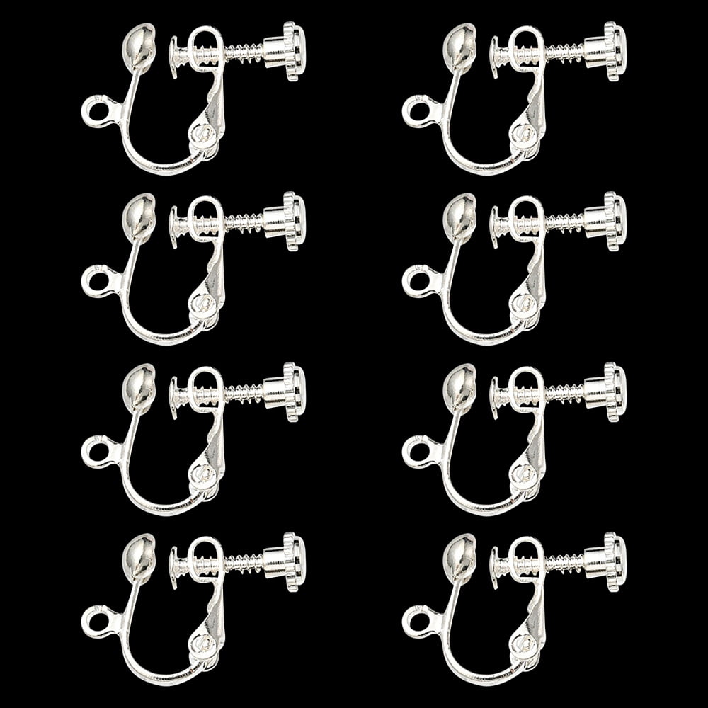 Rack Plated Brass Screw Clip-on Earring Findings Spiral Ear Clip Silver ...