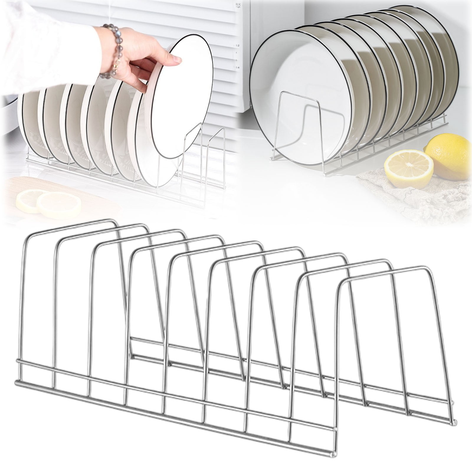 Rack,Stainless Steel Drawer Organizer - 8 Bowl & Plate Capacity ...