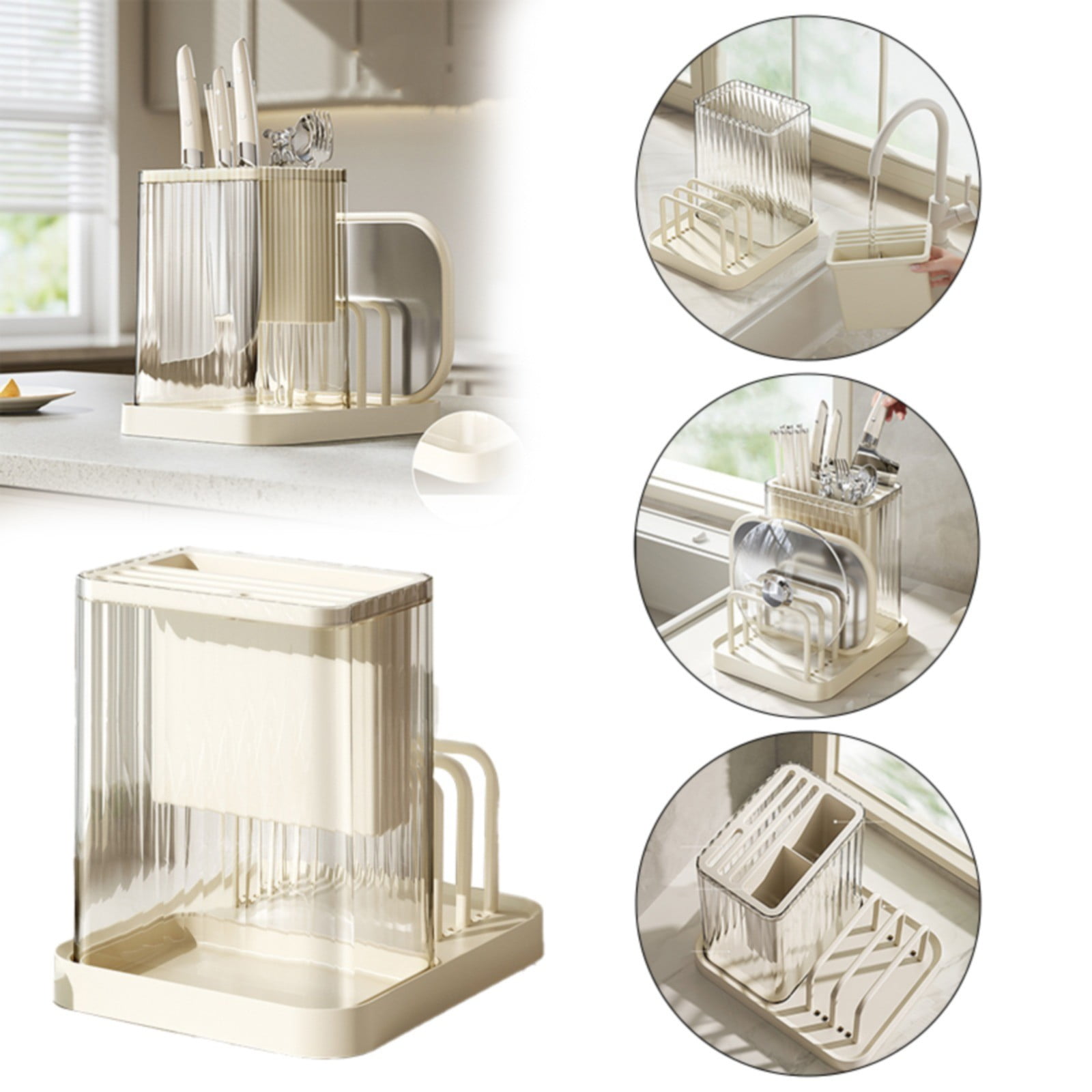 Rack Storage Rack Holder + Utensil Holder Plastic Holder Block Modern ...