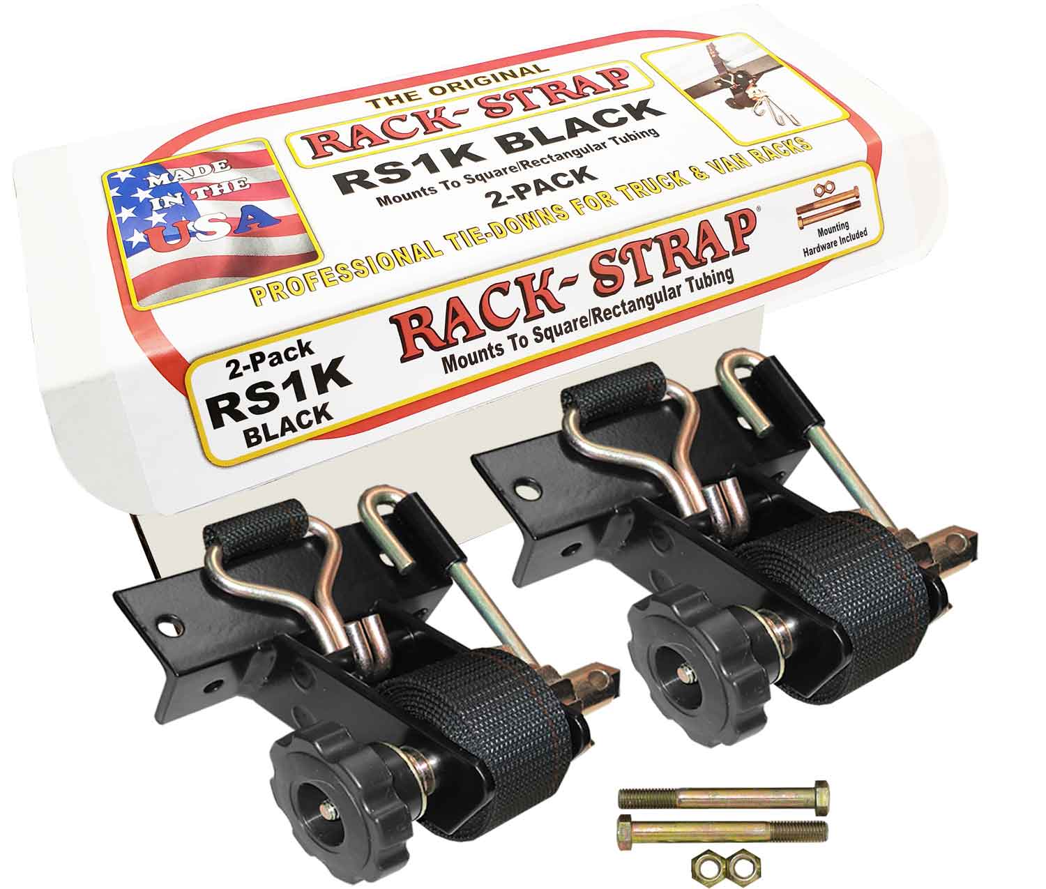 Rack-Strap 2 Pack, RS1 Square Black Powder Coated Frame Right Angle ...