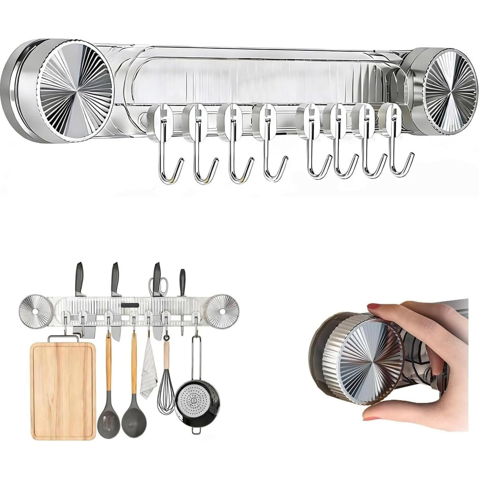Rack,Wall Mounted Vacuum Hooks 8 Hooks Rotating Suction Cup Holder ...
