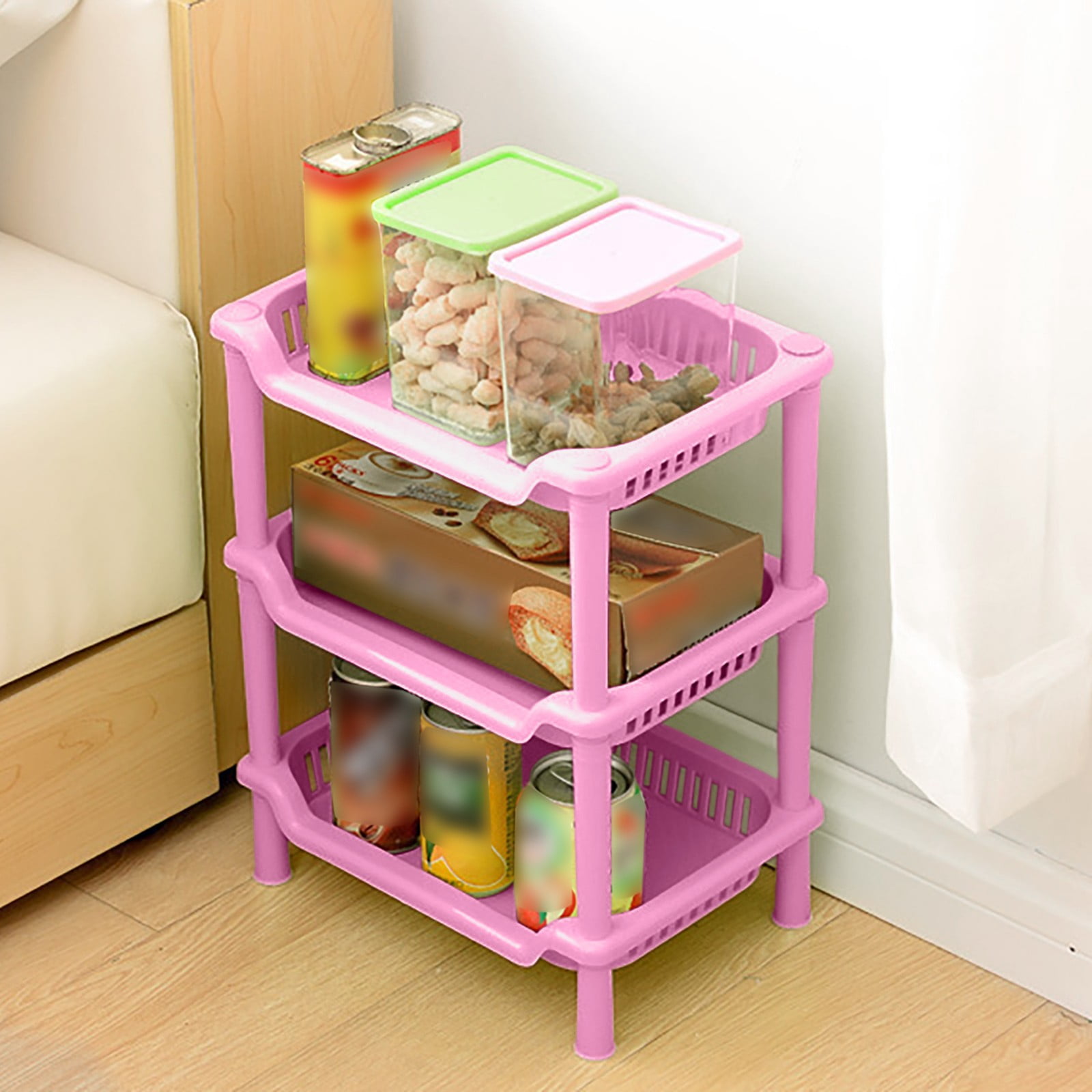 Rack Wire Shelving 3 Layer Square Triangular Corner Storage Organizing ...