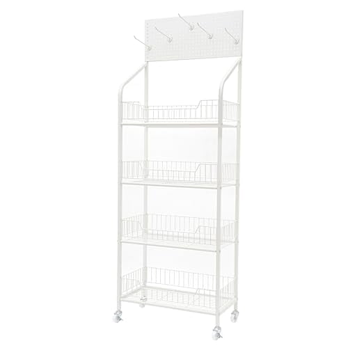 Rack with Rolling Wheels, Free Standing Storage Rack, 4-Tier Rolling ...