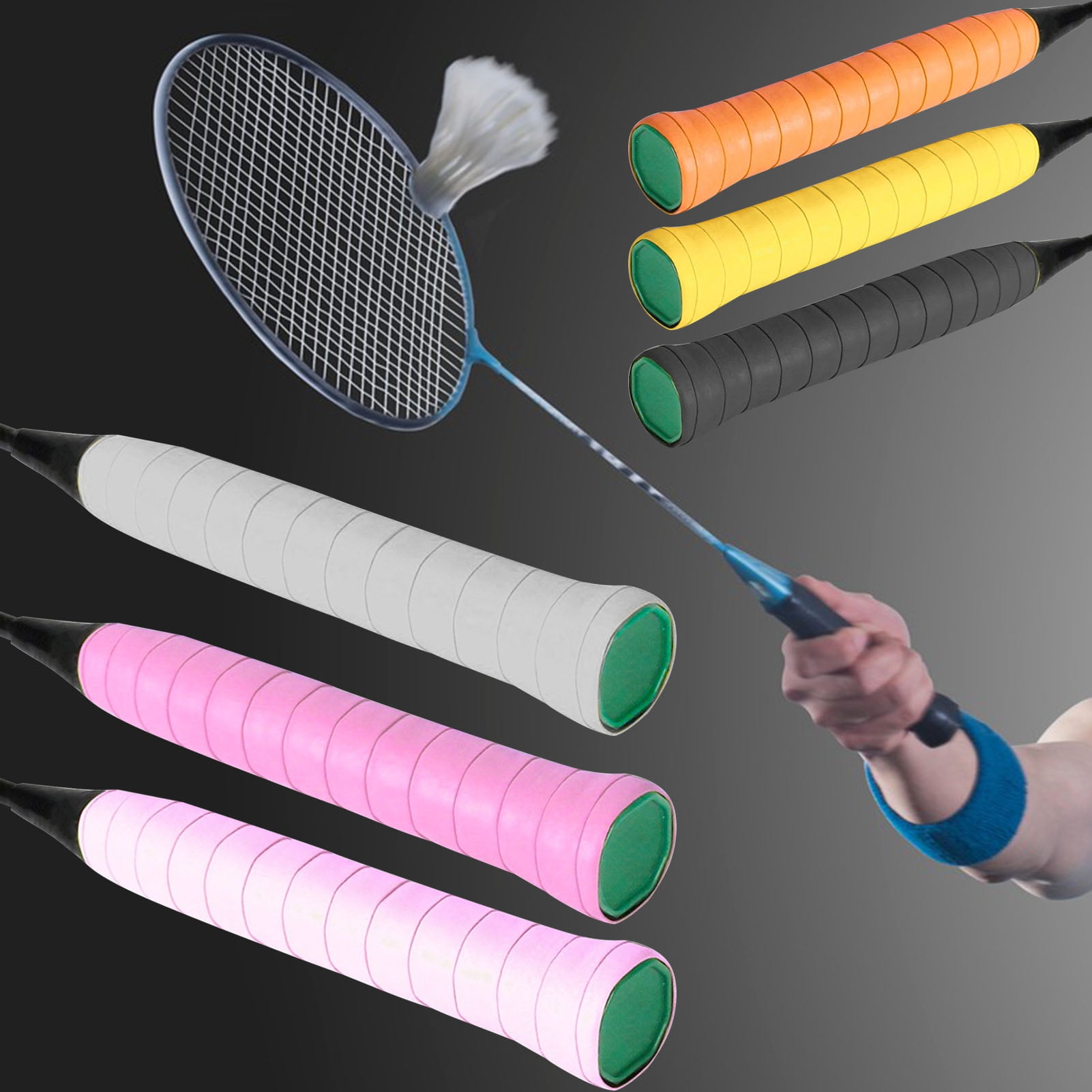 Racket Grip Tape, Anti Slip Perforated Super Absorbent Tennis Overgrip Badminton Overgrip ...