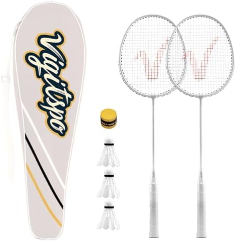 Racket Set with Shuttlecocks, Hand Glue & Carry Bag | Professional ...