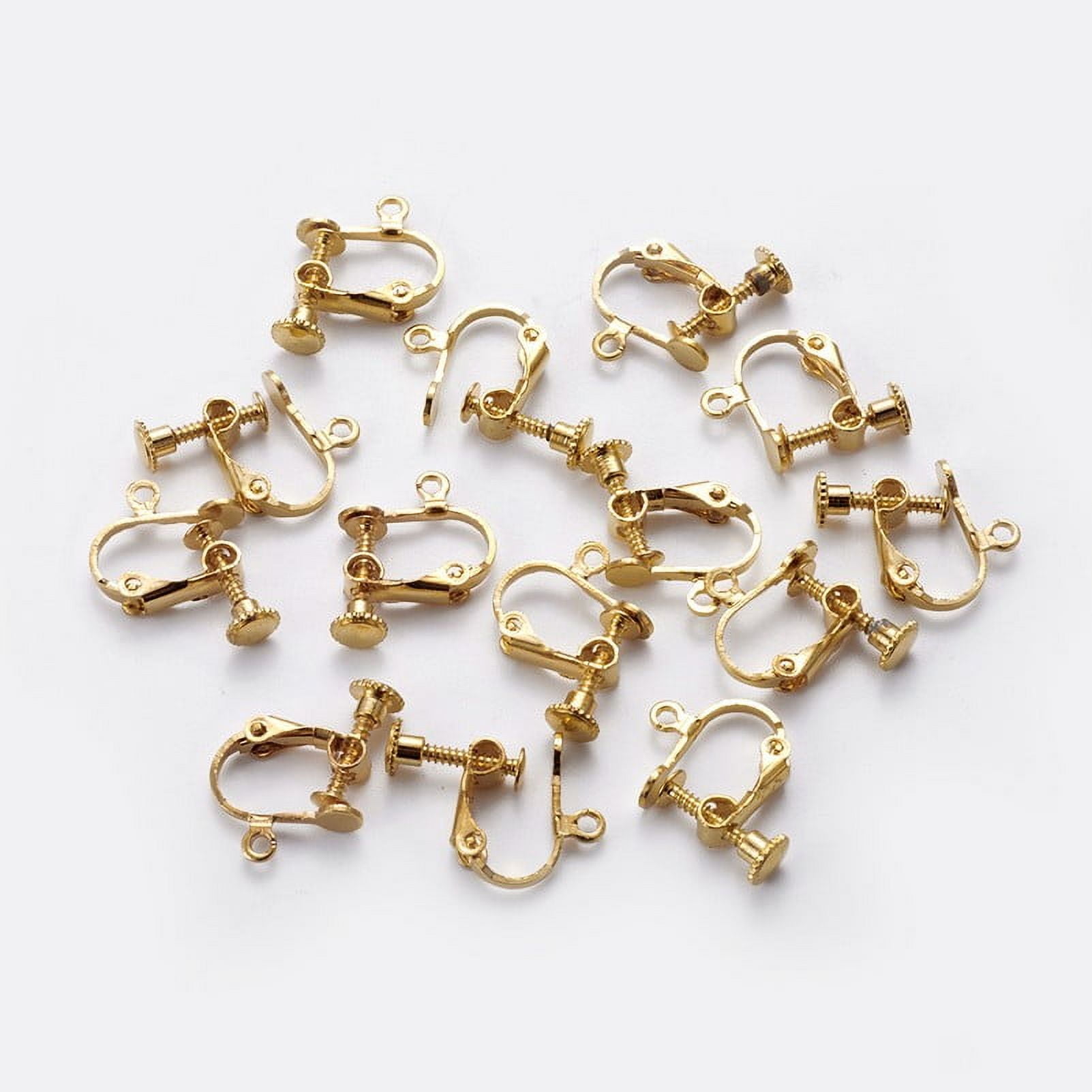 Racking Plated Brass Clip-on Earring Findings with Loop Golden ...