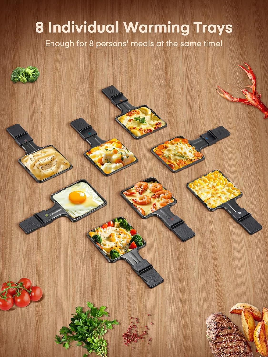 Raclette Grill, 2-in-1 Rotatable Electric Indoor Raclette Table Grill ...