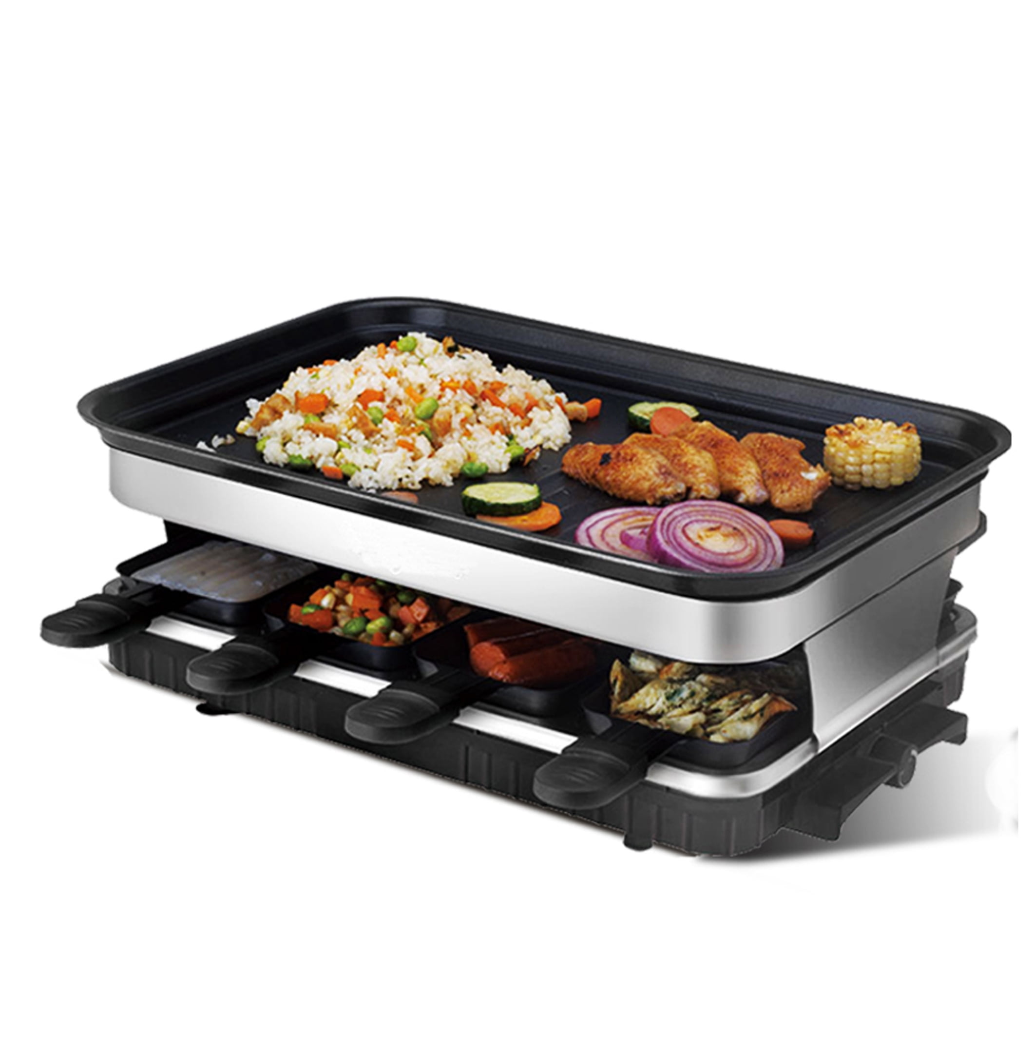 Raclette Grill 8 Person, 1500W Electric Grill with 8 Pans, Non-Stick ...