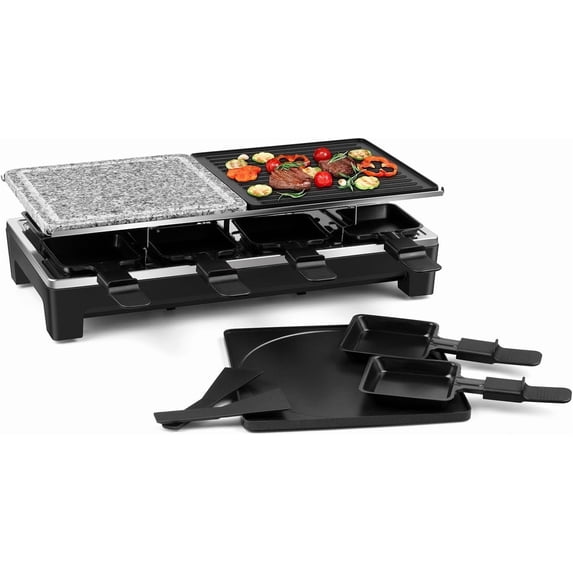 Raclette Grill, Indoor Grill with 2 Reversible Non- Grill Griddle ...