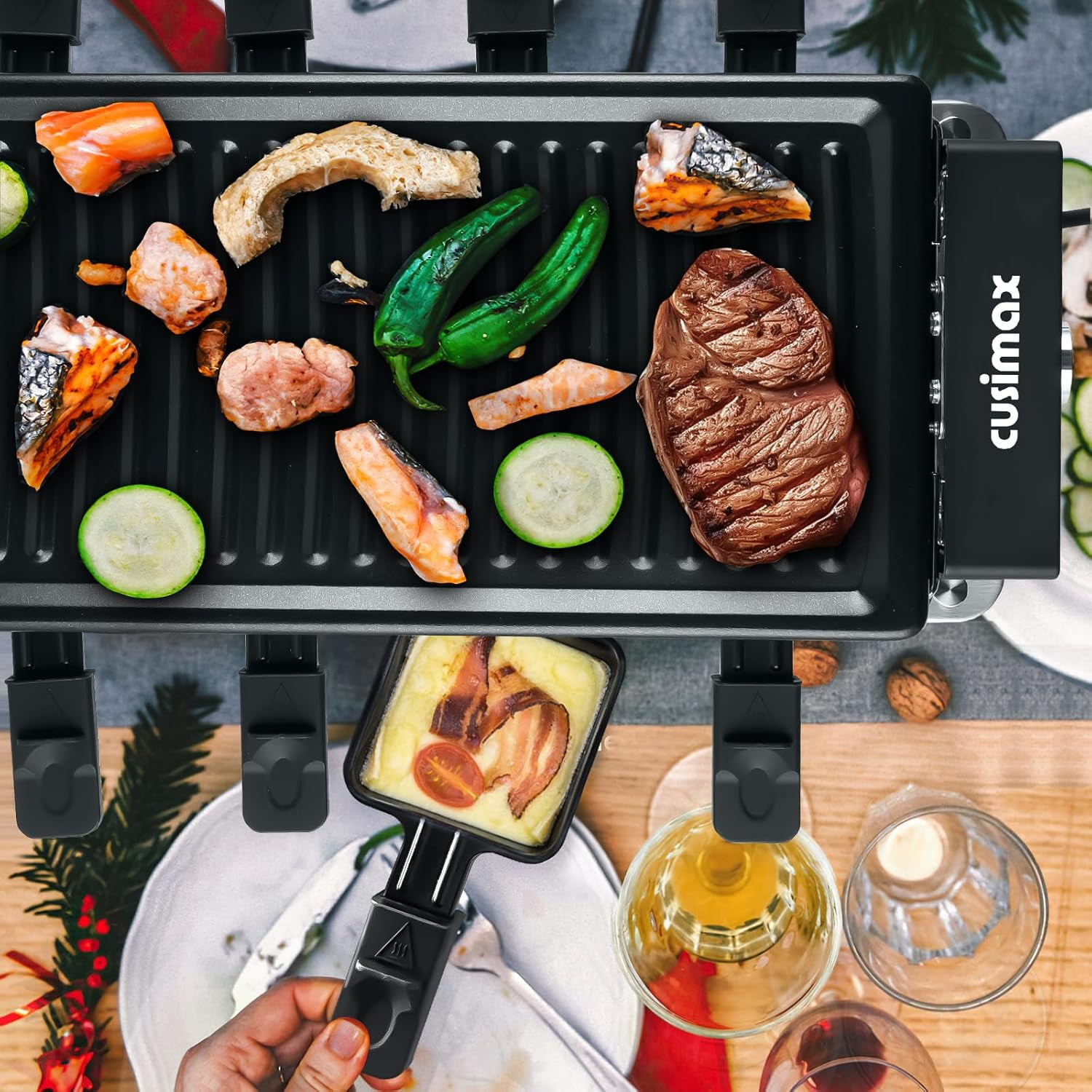 Raclette Grill Korean BBQ Grill, Portable Raclette Table Grill Electric ...