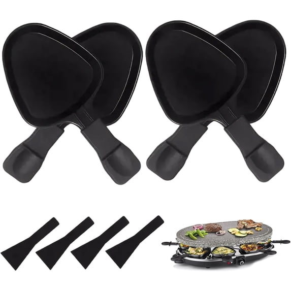 Raclette Grill Pans Set – 4-Piece Non-Stick Cheese Melting Pans with ...