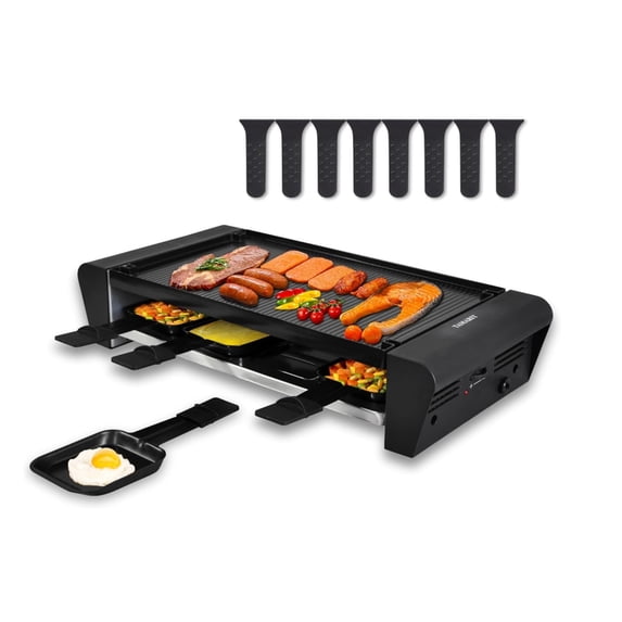 TAMARIT Raclette Table Grill for 8, 2 in 1 Small Swiss Style PFAS-No ...