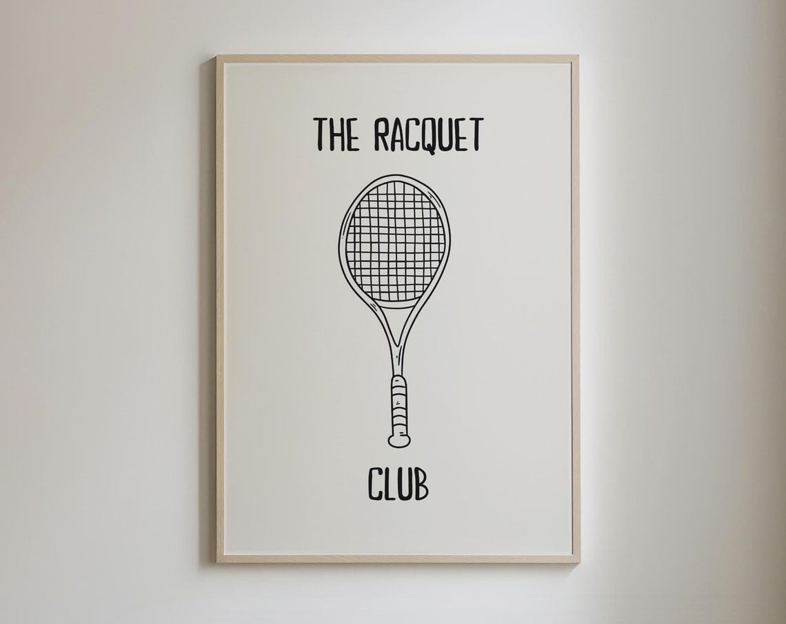The Racquet Club, Trendy Tennis Print, Country Club Aesthetic Wall Art ...