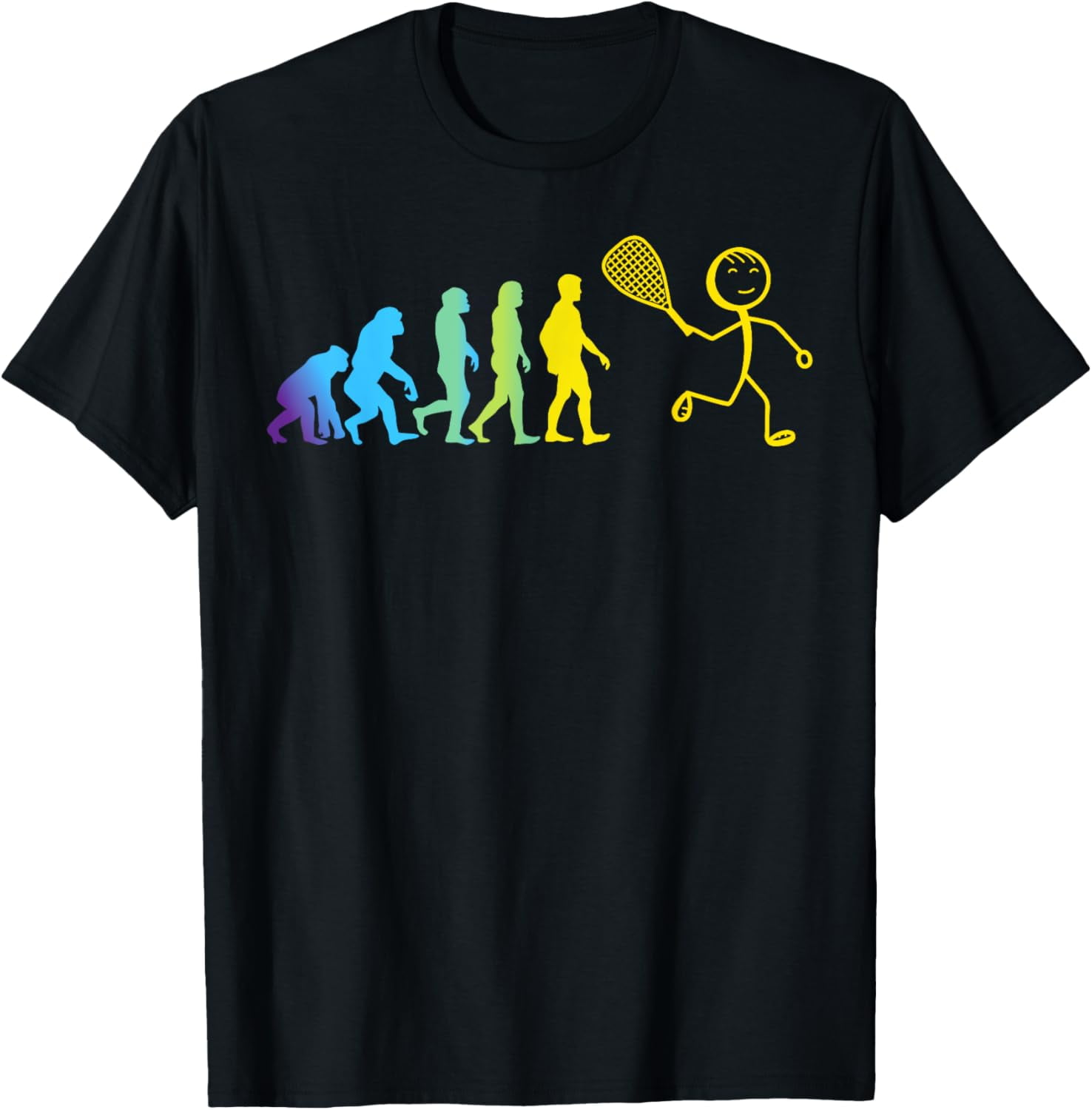 Racquetball Evolution Stick Figure Funny Racquetball T-Shirt - Walmart.com