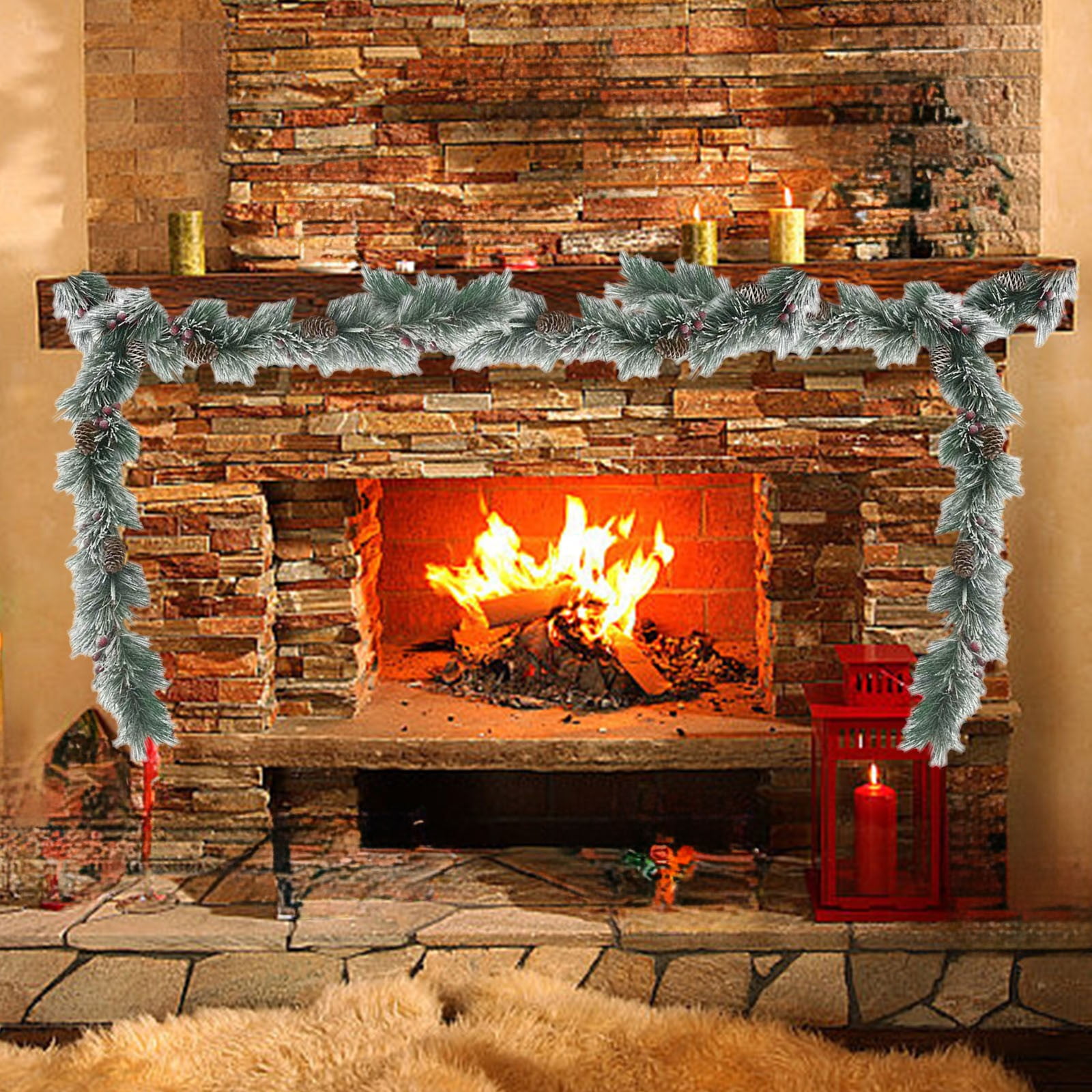 Racsoh Christmas Rattan Artificial Flower Vine Plants, Christmas Rattan ...