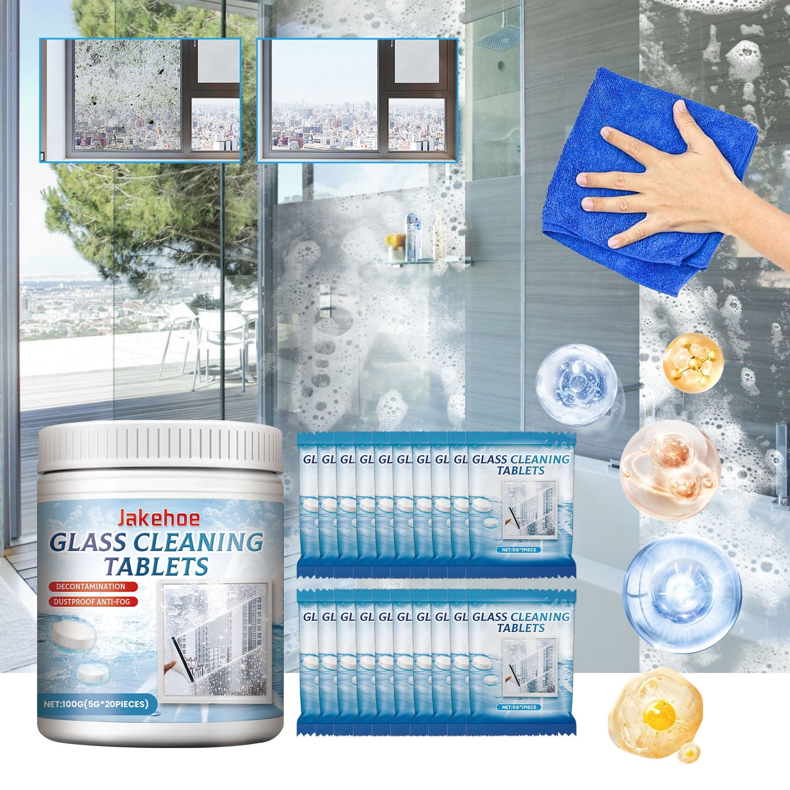 Racsoh Glass Cleaner Refill Tablets Lemon Single Tablet All-Purpose ...