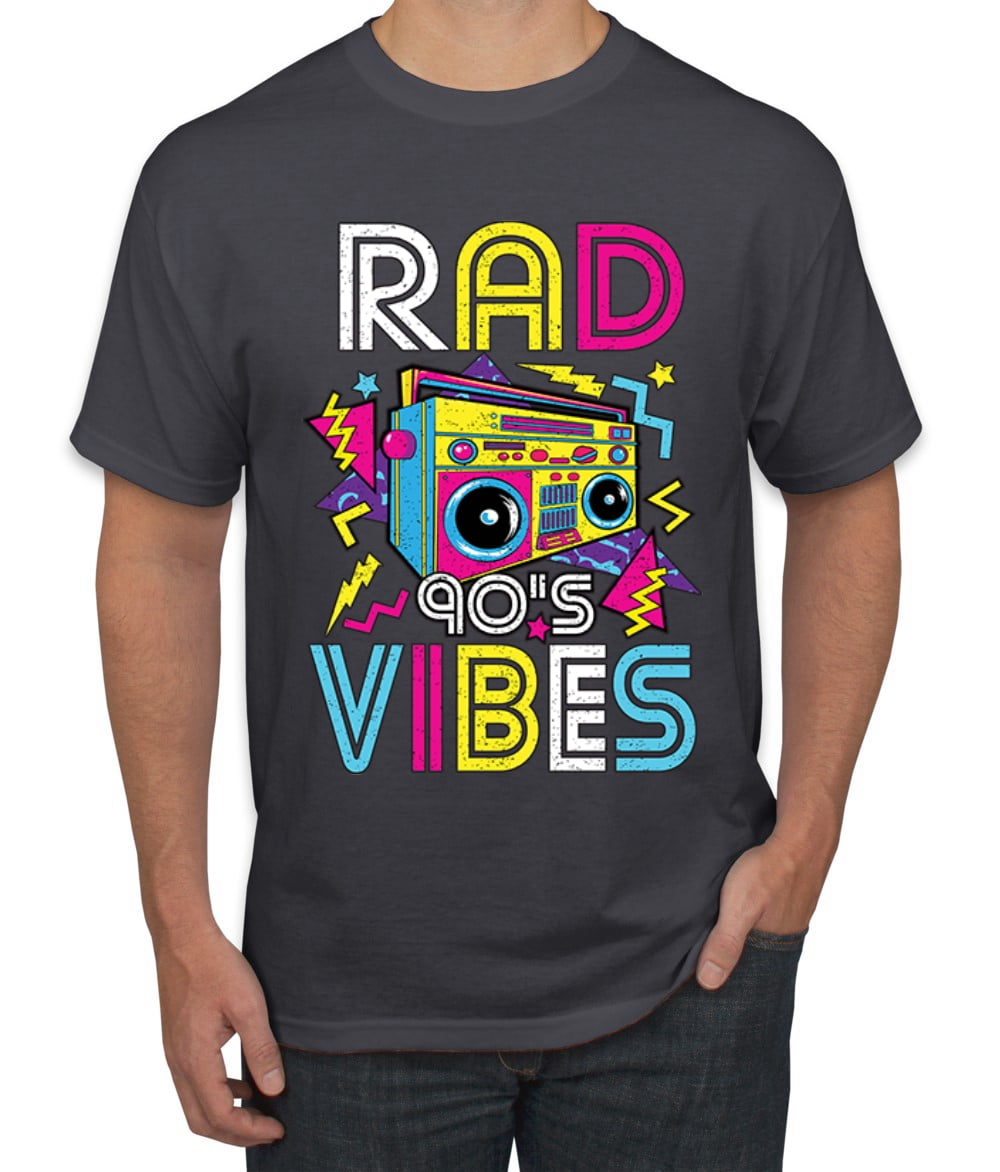 Rad 90's Vibes Vintage Men's Graphic T-Shirt, Charcoal, Small - Walmart.com