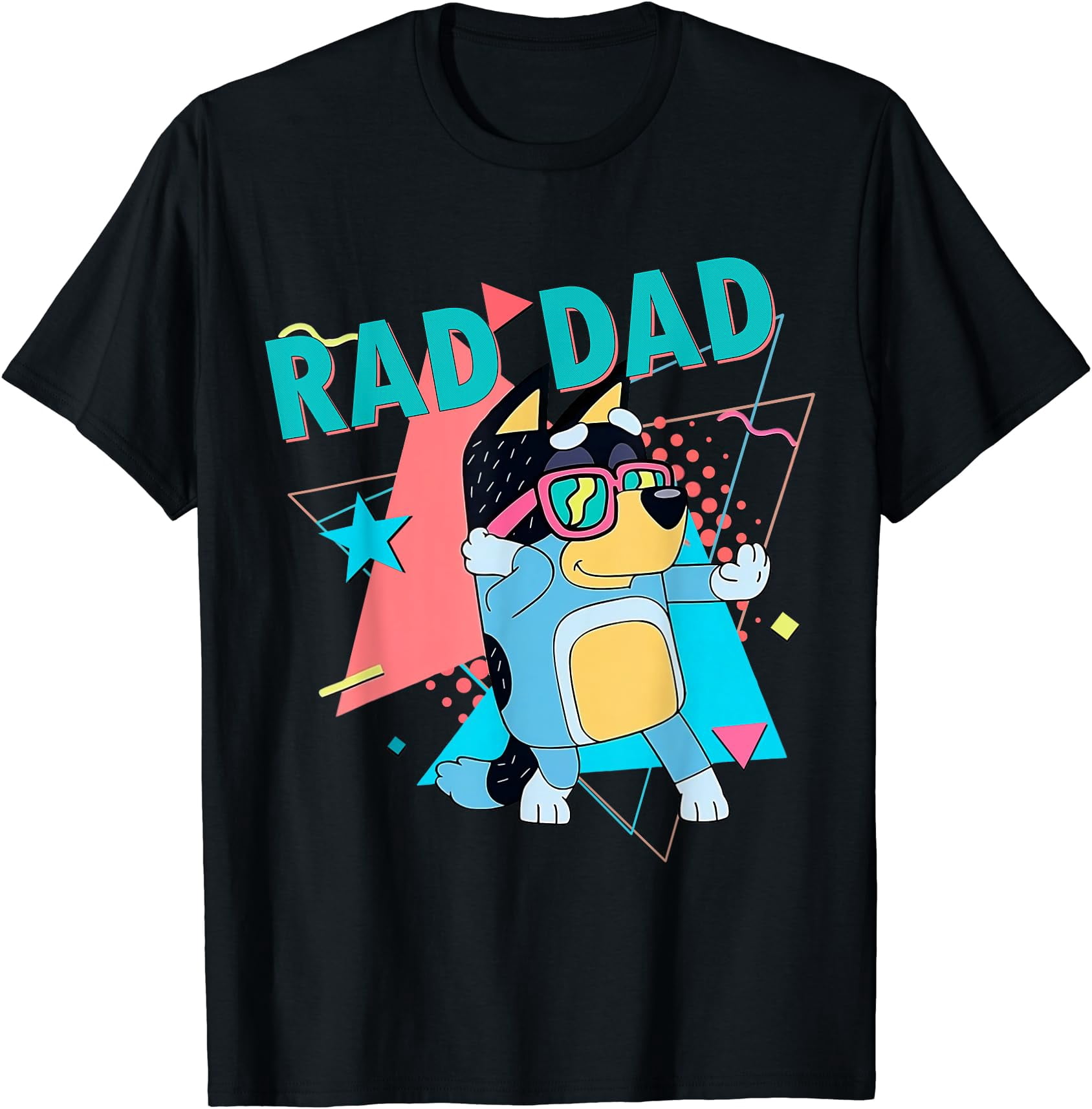 Rad Dad Cartoon Dog Graphic T-Shirt - Colorful Retro Style for Fathers ...