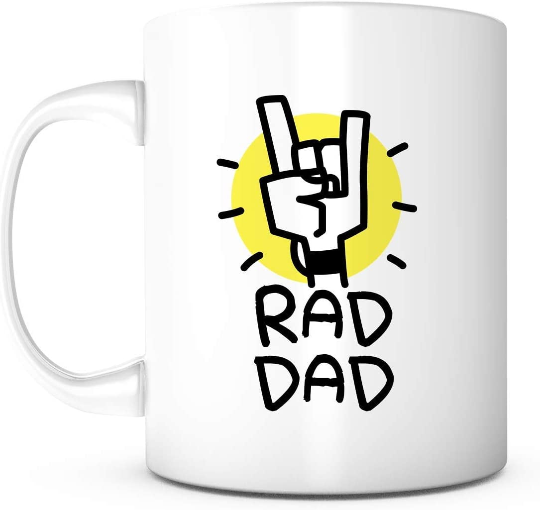 Rad Dad Mug-11 Ounce White Ceramic Mug, Father‘s Day Gift, Cartoon ...