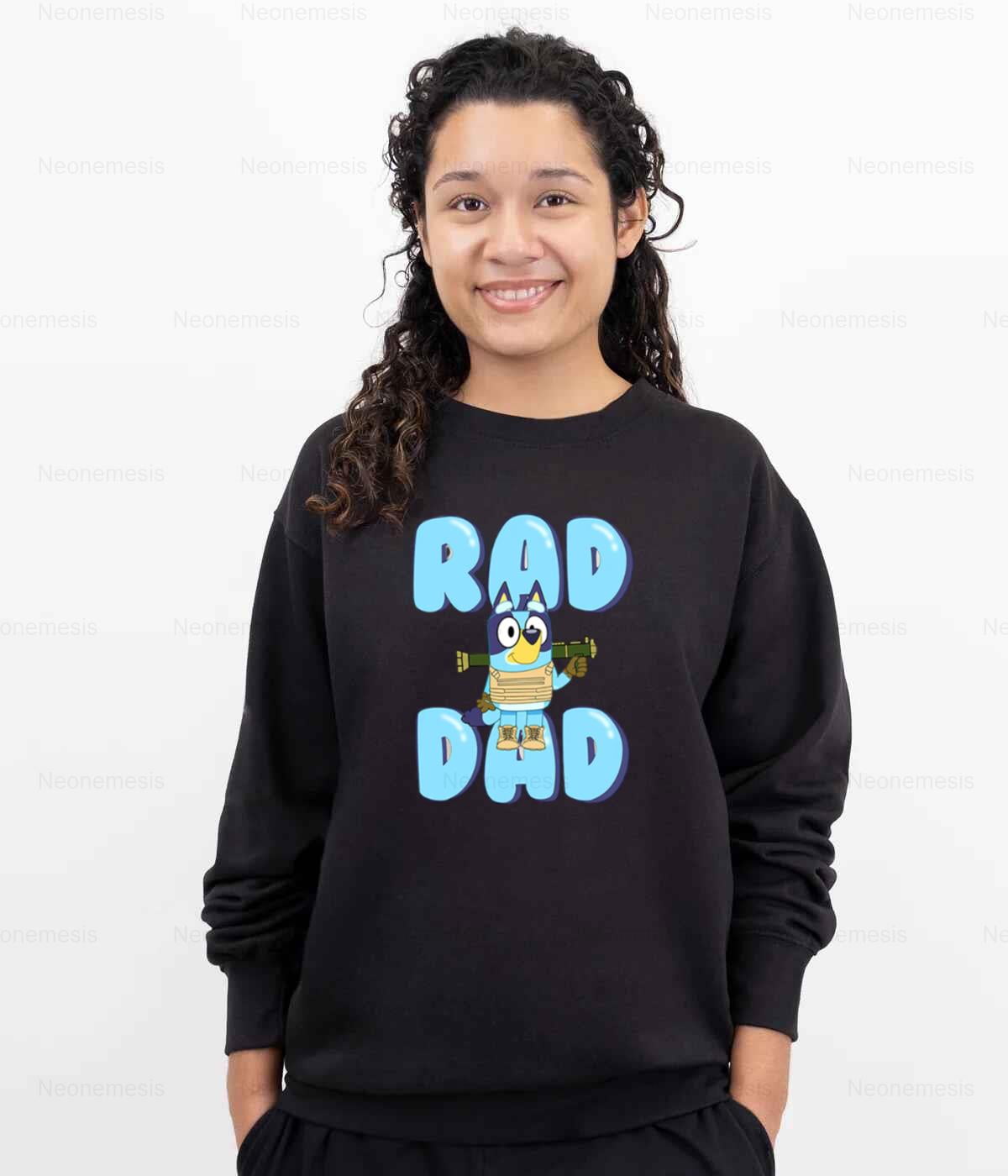 Rad Dad Shirt Bluey Bandit Heeler Gift For Fathers Day Cool Sweatshirt ...