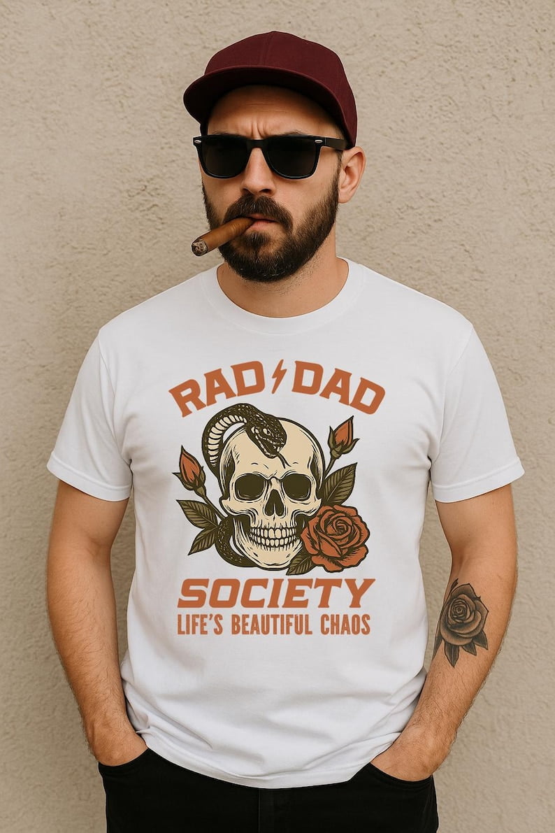 Rad Dad Shirt – Skull Snake Rose Tattoo T-Shirt, Edgy Father’s Day Gift ...